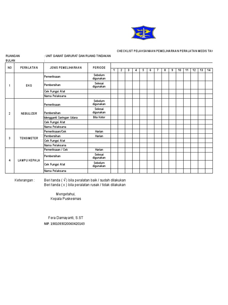 Jadwal Pemeliharaan Barang Pdf