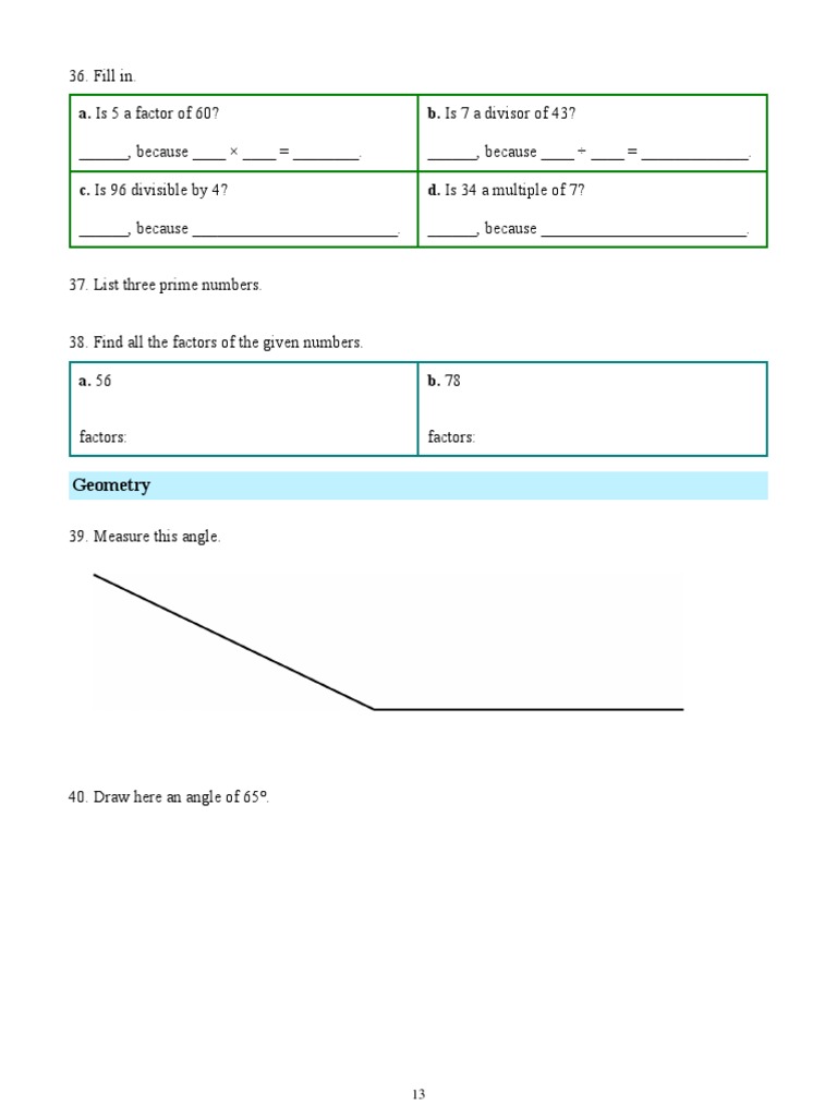 A Is 5 A Factor Of 60 B Is 7 A Divisor Of 43 Geometry PDF