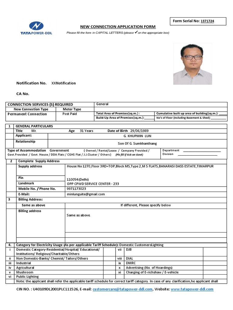 New Connection Application Form | PDF | Indemnity | Identity Document