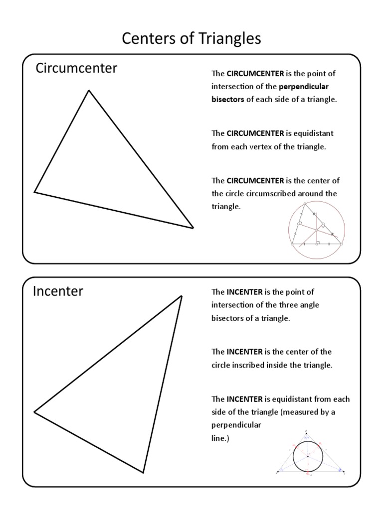 Triangle Centers: Circumcenter & Incenter | PDF