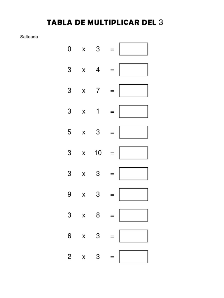 Tabla Del 3 Salteada | PDF