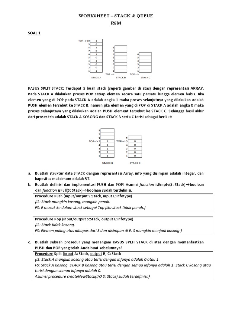 RSM Worksheet Studi Kasus Stack Queue | PDF