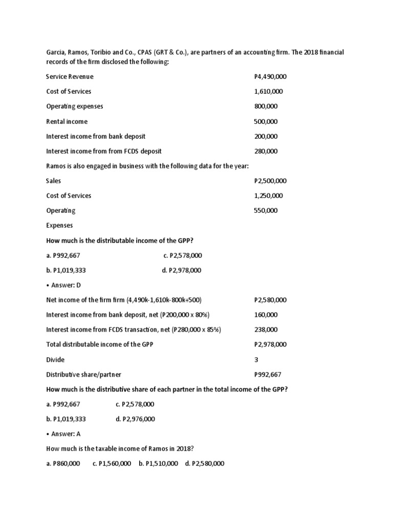 How Much Is The Distributable Income of The GPP? | PDF | Tax Deduction ...