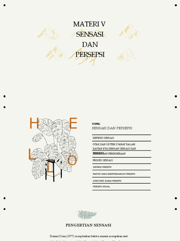 Materi V Dasar Psikologi, Sensasi Dan Persepsi | PDF | Karier & Perkembangan | Sains & Matematika