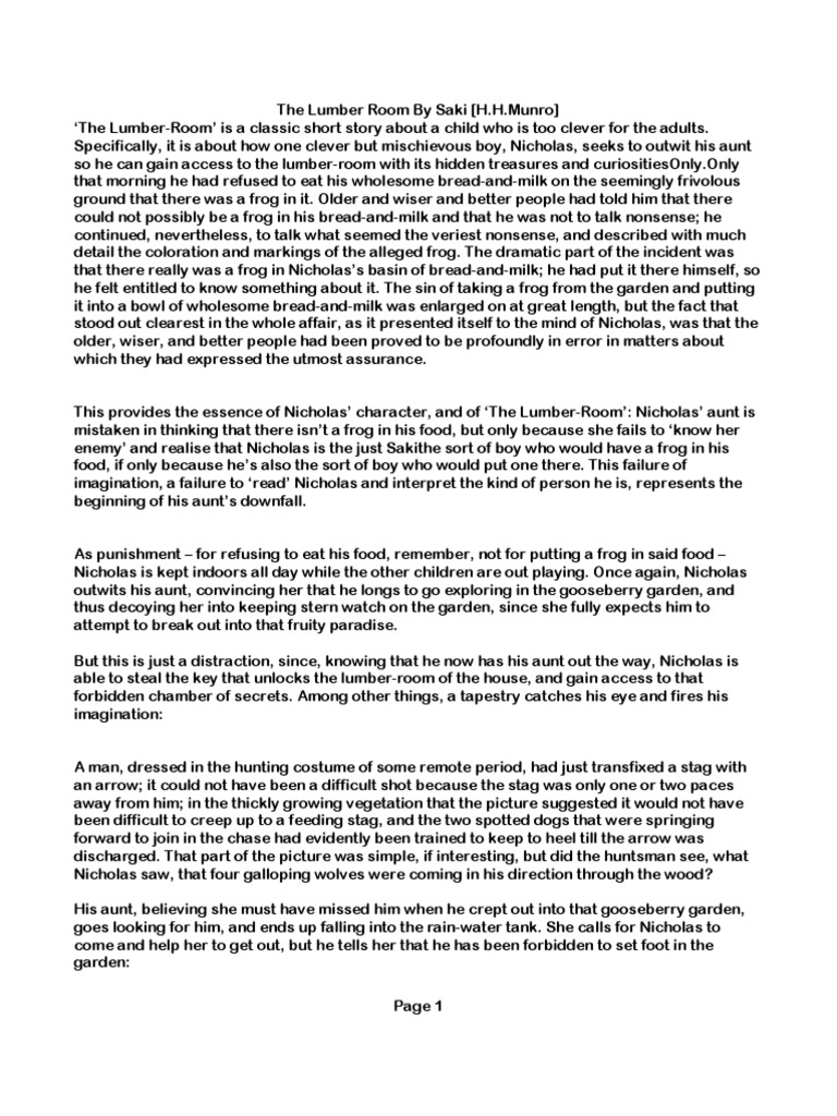 The Lumber Room by Saki (H.H.Munro) | PDF | Saki