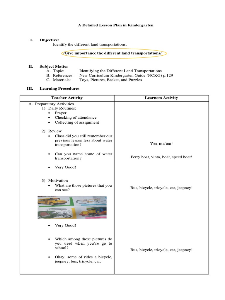 Detailed Lesson Plan With Assessment Tool | PDF | Lesson Plan | Pedagogy