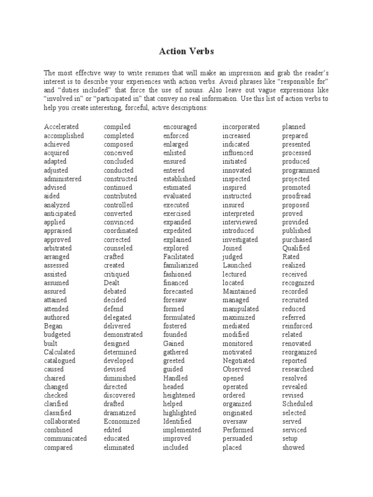 Action Verbs | PDF | Cognitive Science | Cognition