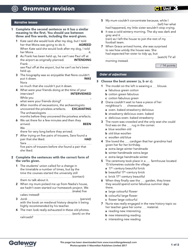 C1 UNIT 3 Grammar Revision | PDF