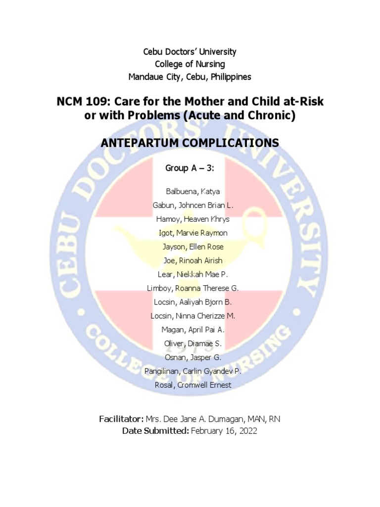 2M Intrapartal Complications Written Report 109 | PDF | Twin | Multiple ...