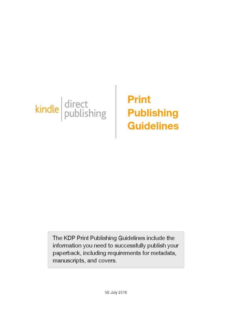 Print Publishing Guidelines | PDF | Books | Page Layout
