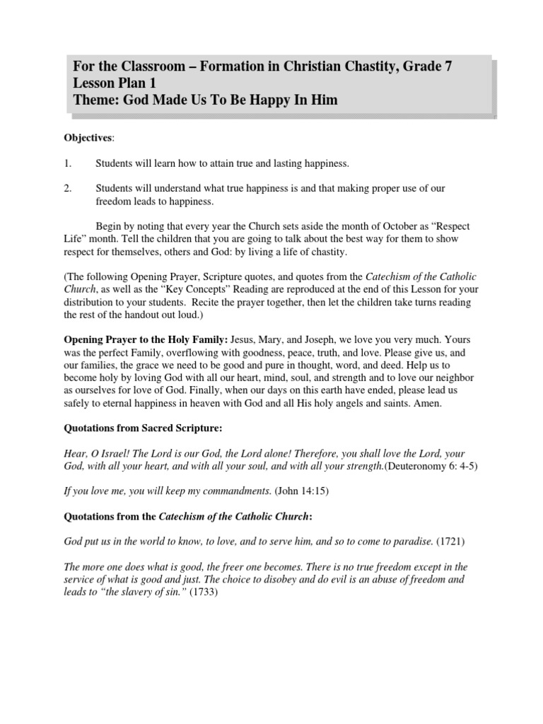 God's Plan for True Happiness: Living a Life of Chastity | PDF | Grace ...