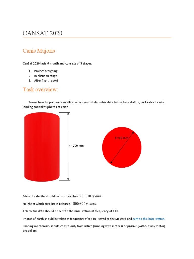 CANSAT 2020: Canis Majoris | PDF | Radio | Telemetry