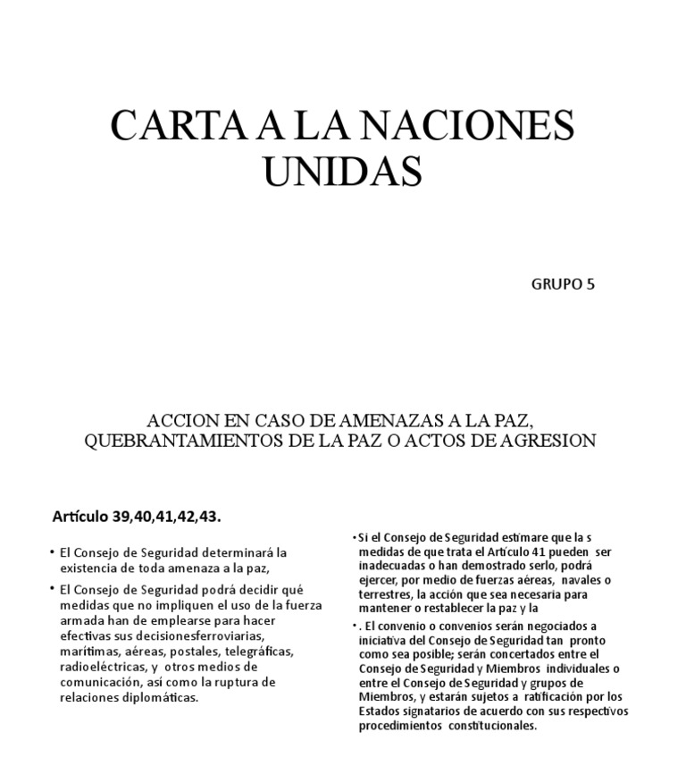Carta A La Naciones Unidas | PDF
