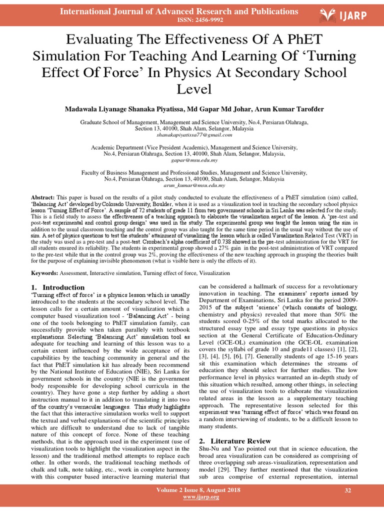 PhET Sim Boosts Physics Learning | PDF | Mental Image | Experiment