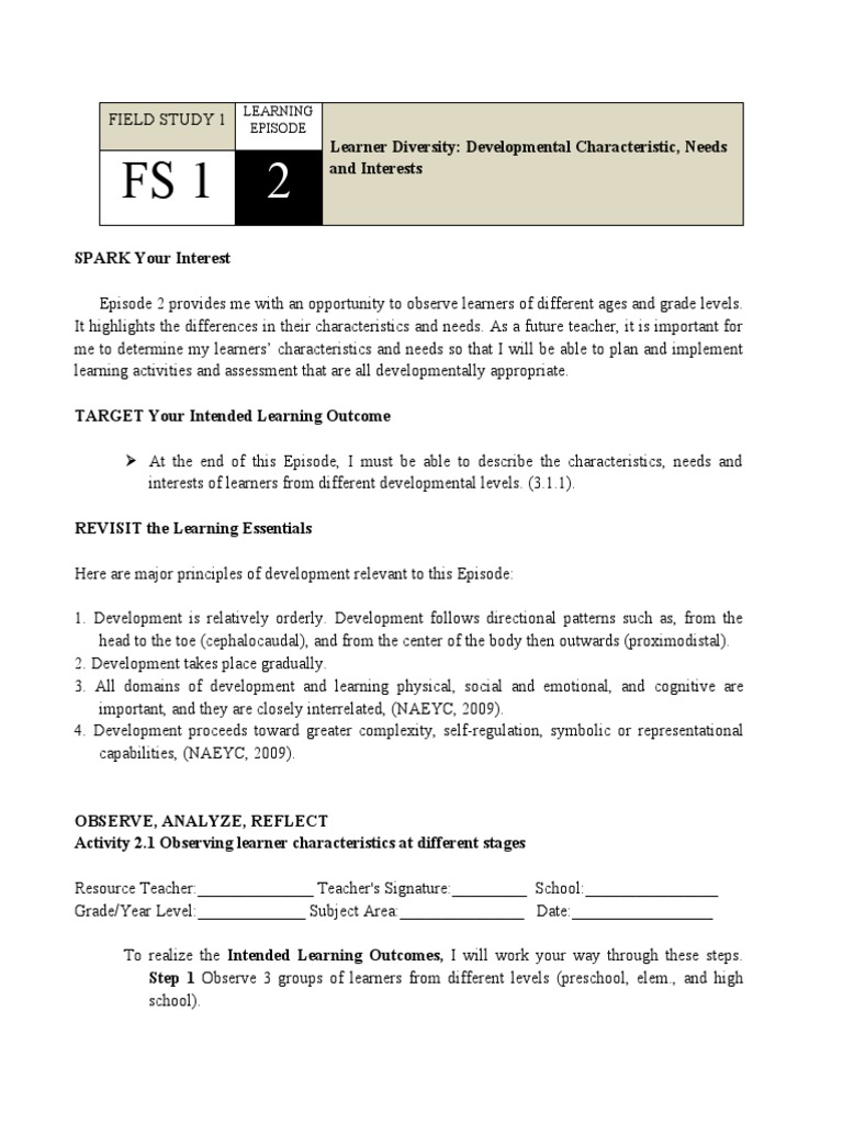 FS 401. Episode 2 | PDF | Learning | Teachers