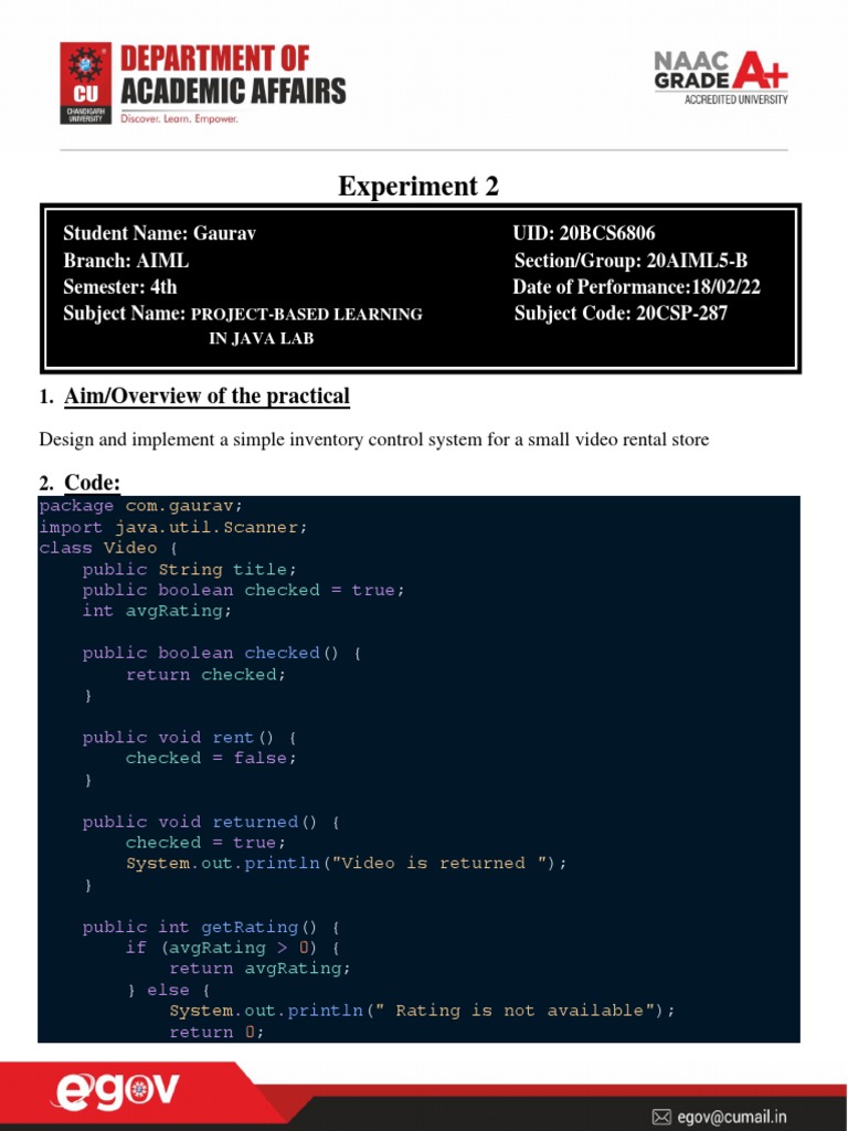 Experiment 2: Aim/Overview of The Practical | Download Free PDF | Software Engineering | Object ...