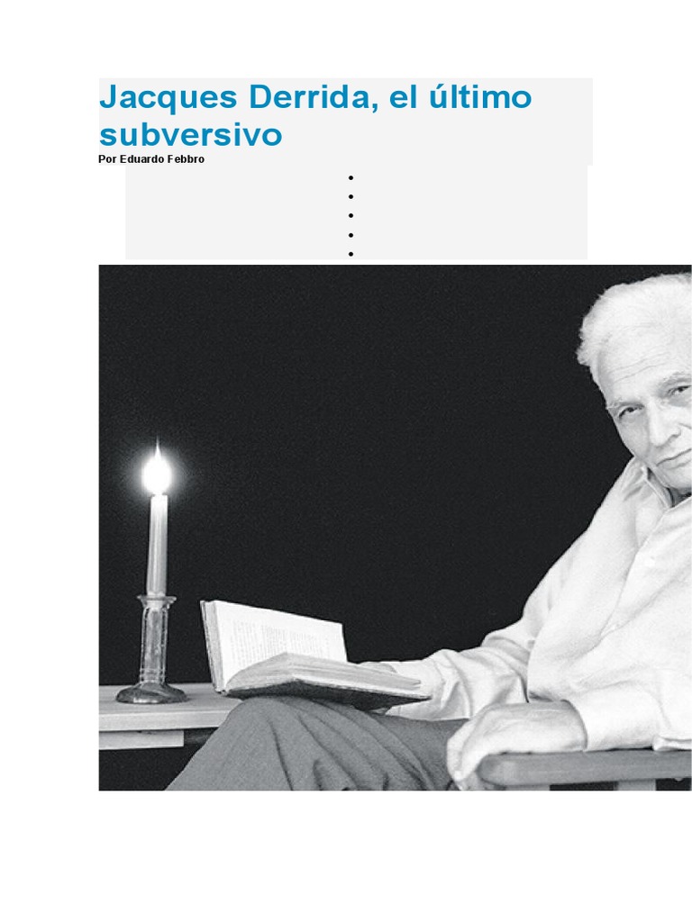 Jacques Derrida: Filosofía y Deconstrucción | PDF | Jacques Derrida ...
