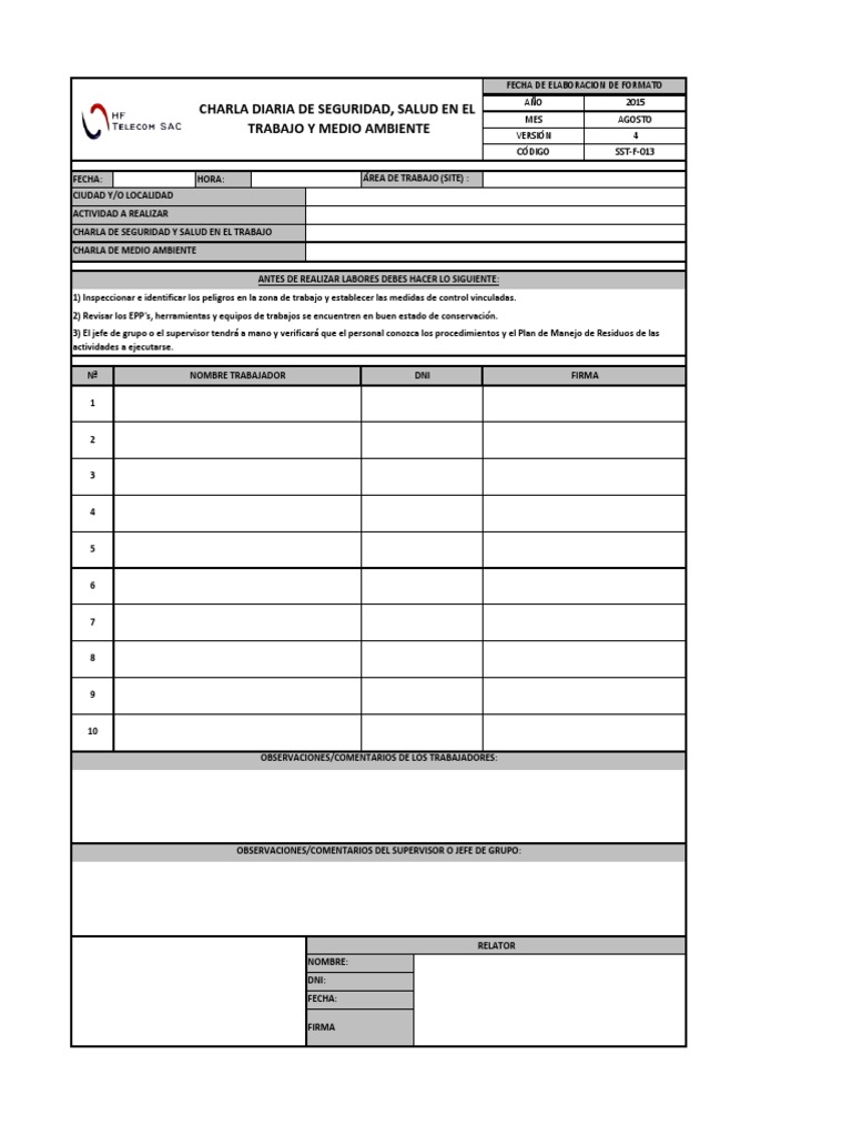 Formato-Charla 5 Minutos | PDF