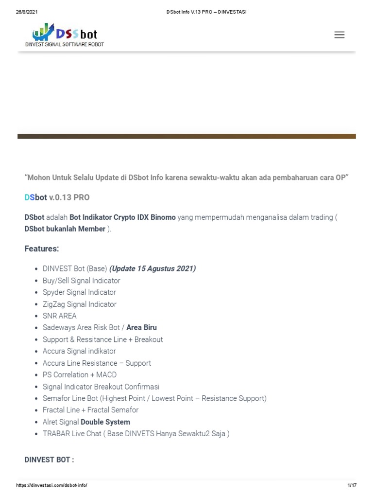 DSbot Info V.13 PRO - DINVESTASI | PDF