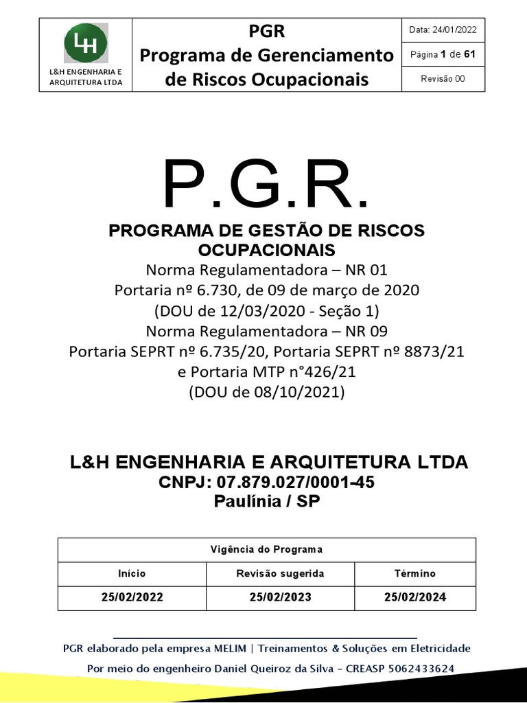 Modelo Novo PGR | Download grátis PDF | Engenharia | ISO 9000