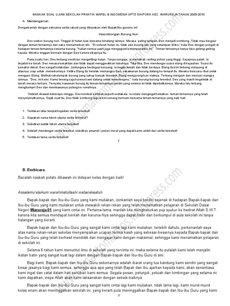 Naskah B.indo Kelas 6 | PDF