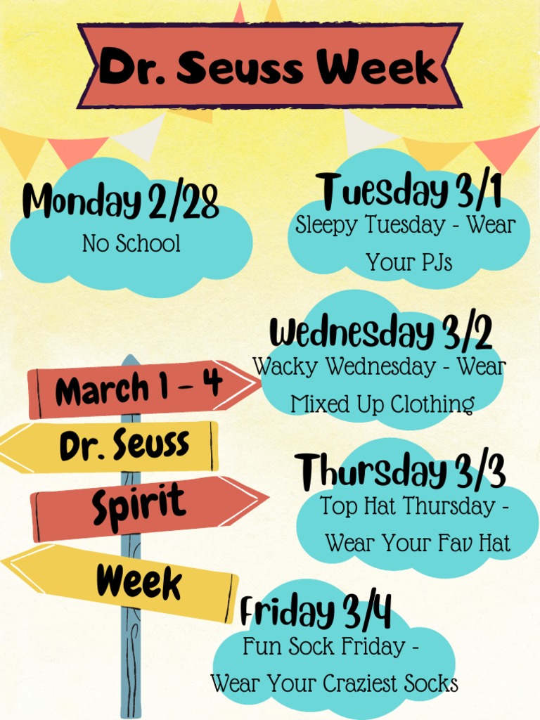 Dr. Seuss Spirit Week | PDF | Self-Improvement | Wellness