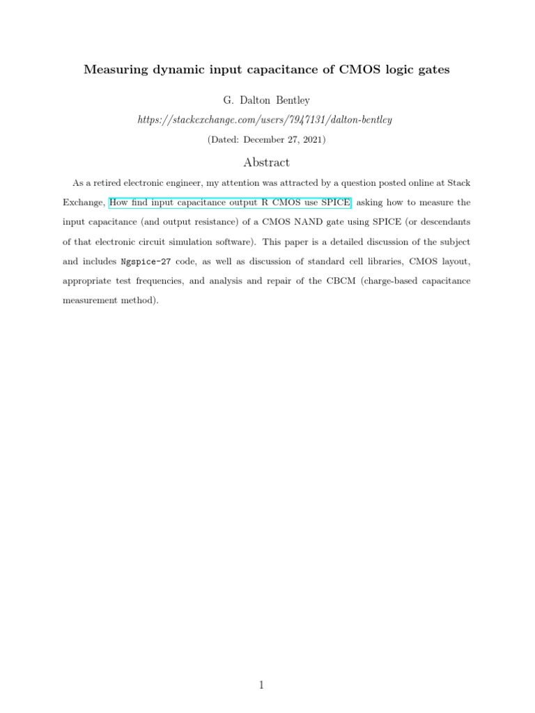 Measuring CMOS Dynamic Input Capacitance | PDF | Cmos | Mosfet