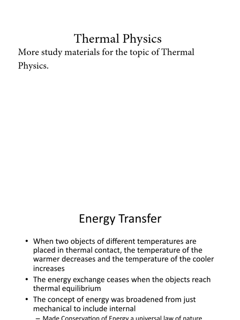 Thermal Physics: More Study Materials For The Topic of Thermal Physics ...