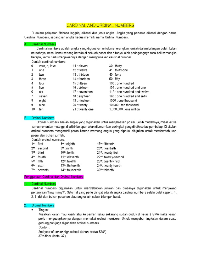 Cardinal and Ordinal Numbers | PDF