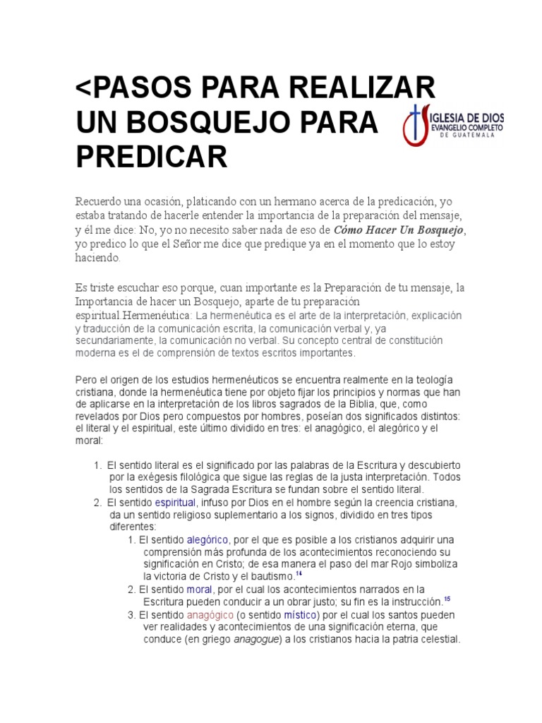 Pasos para Realizar Un Bosquejo para Predicar Idec La Cumbre... | PDF | Jesús | Evangelio de Mateo
