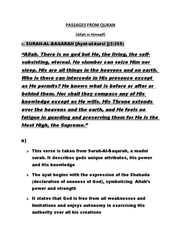 Key Quranic Passages on Tawhid | PDF | Tawhid | God In Islam