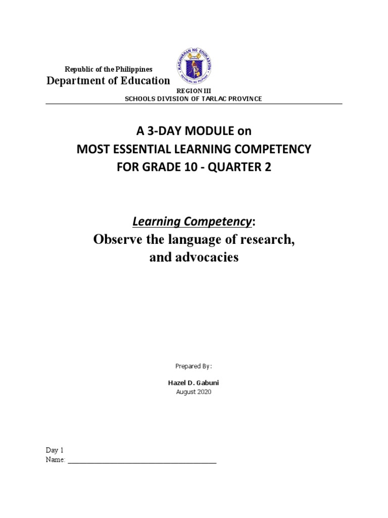 Grade 10 Research Language Module | PDF | Cognition | Cognitive Science