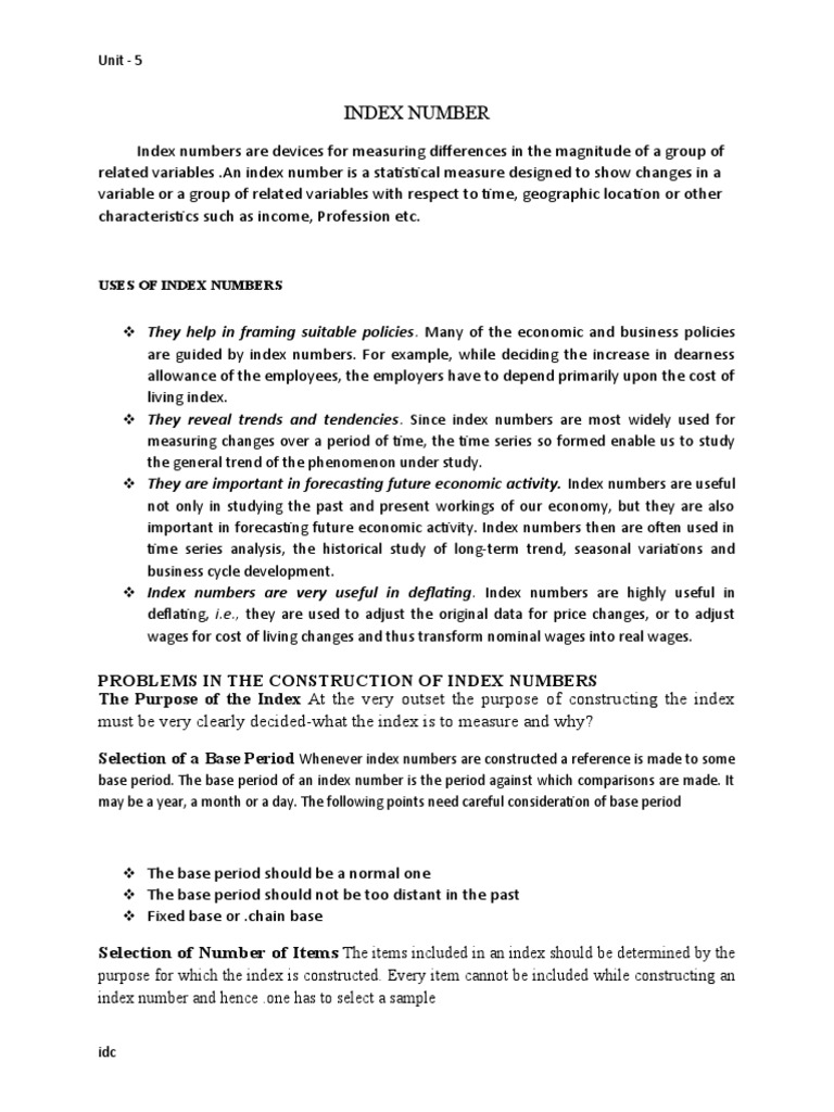 Index Number | PDF | Economics | Index (Economics)
