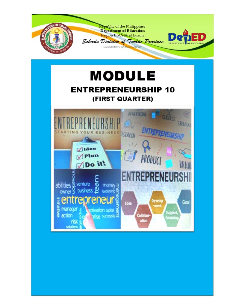 Entrepreneurship 10 Module 1 | PDF | Entrepreneurship | Corporate Finance
