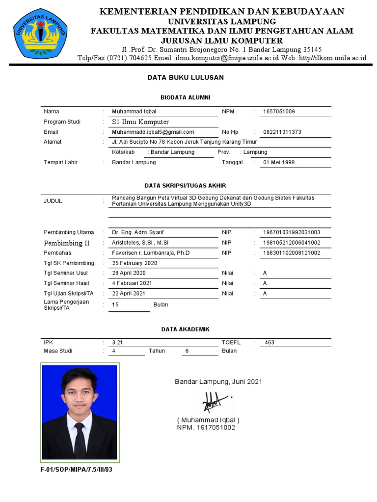 Data Lulusan Muhammad Iqbal | PDF | Teknologi & Rekayasa