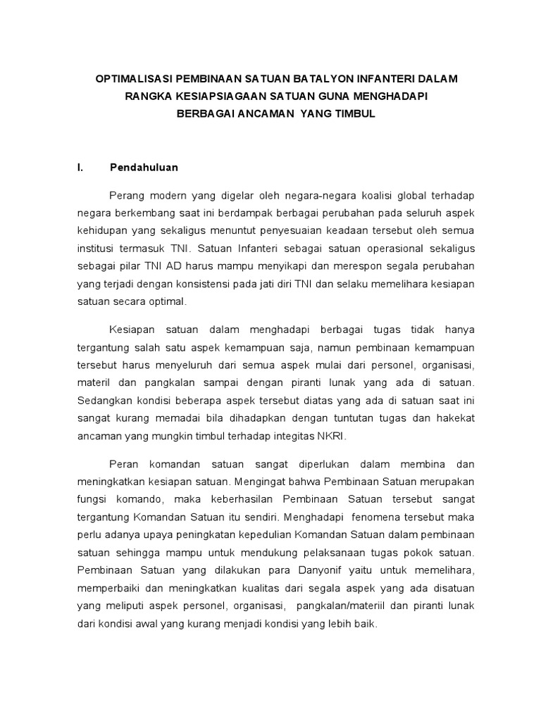 Optimalisasi Pembinaan Batalyon Infanteri | PDF | Karier & Perkembangan ...