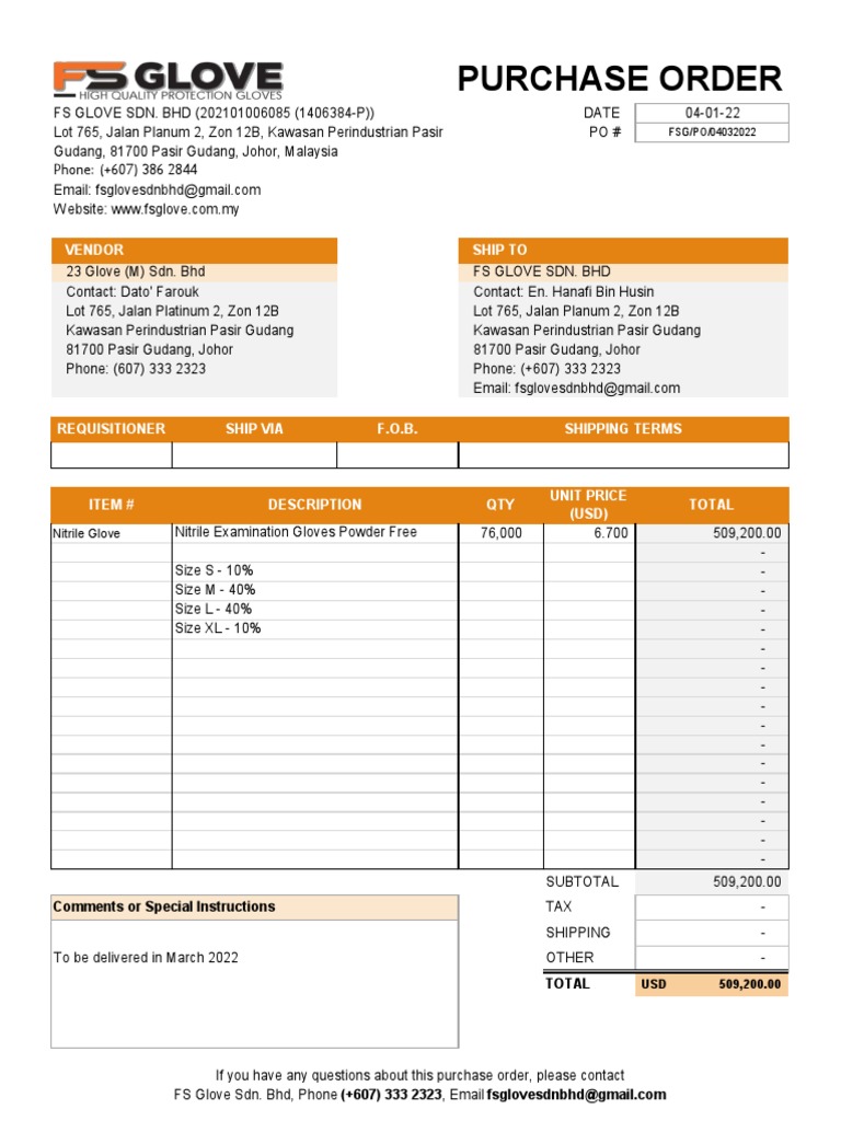 Purchase Order: Vendor Ship To | PDF