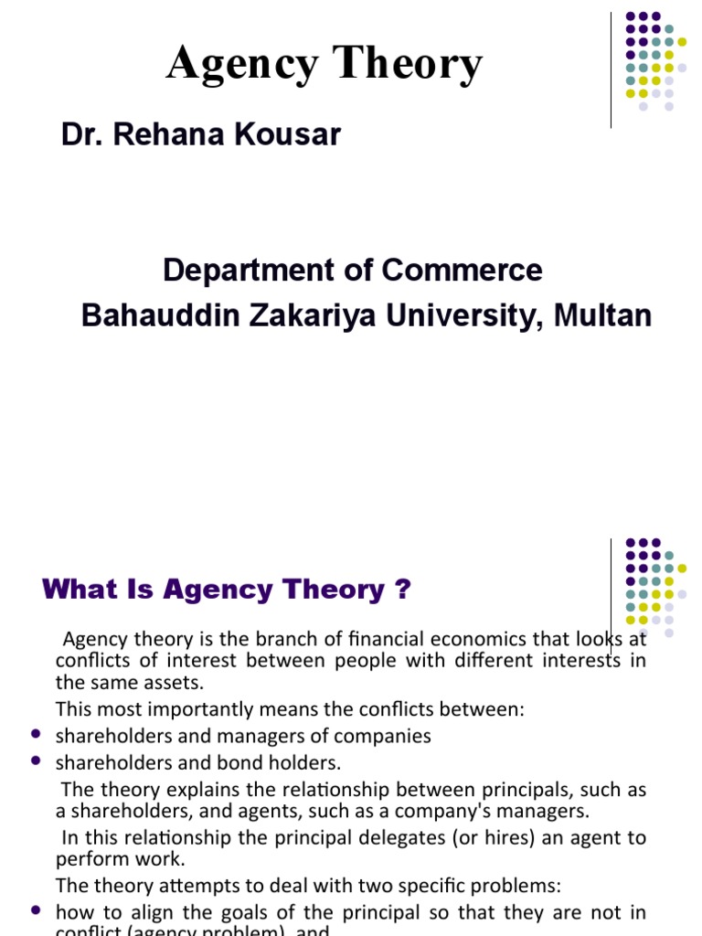 Agency Theory - Presentation | PDF | Interest | Dividend