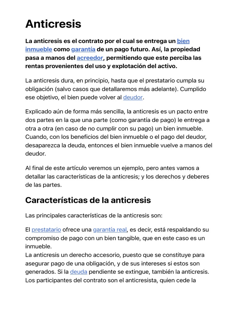 Anticresis - Qué Es, Definición y Concepto - Economipedia | PDF | Pagos ...