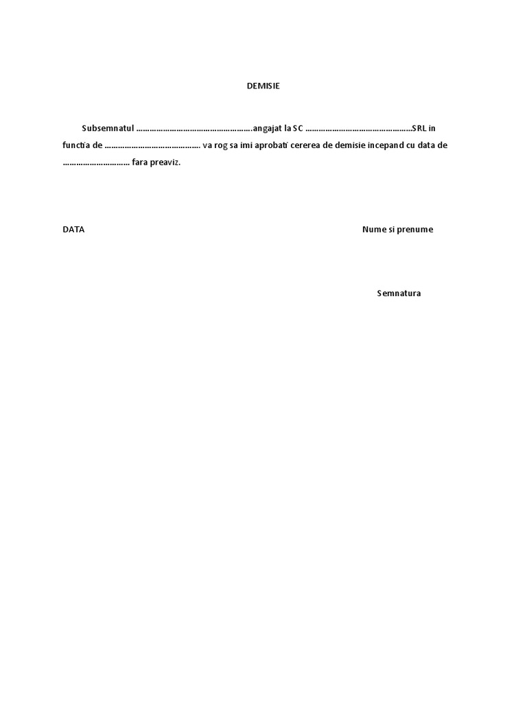 DEMISIE Fara Preaviz | PDF