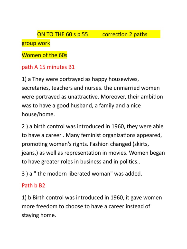 On To The 60s P 55 Correction 01 22 2 | PDF