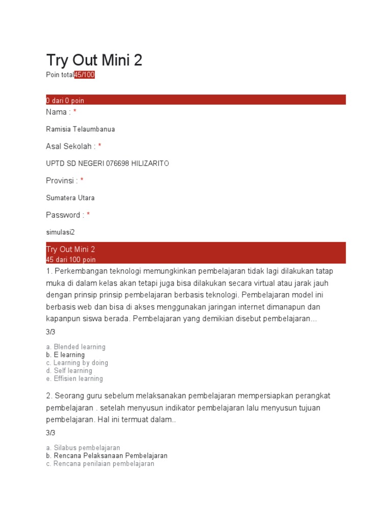 Try Out Mini 2 | PDF | Karier & Perkembangan | Seni