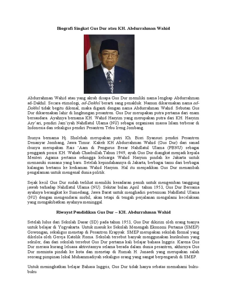 Biografi Singkat Gus Dur Atau KH | PDF