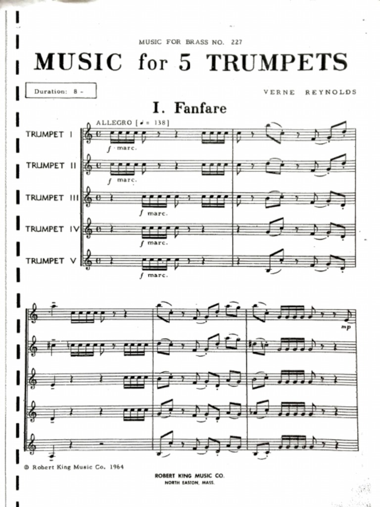 Music For 5 Trumpets - Reynolds | PDF