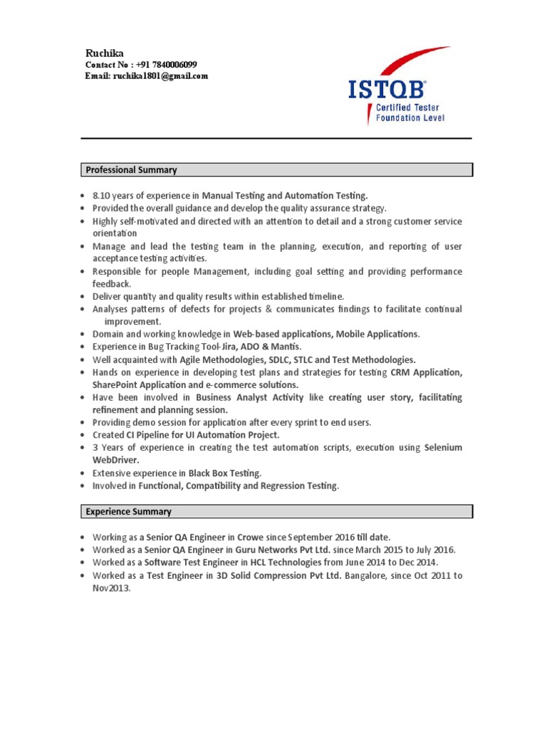 Ruchika Resume Manual Automation | PDF
