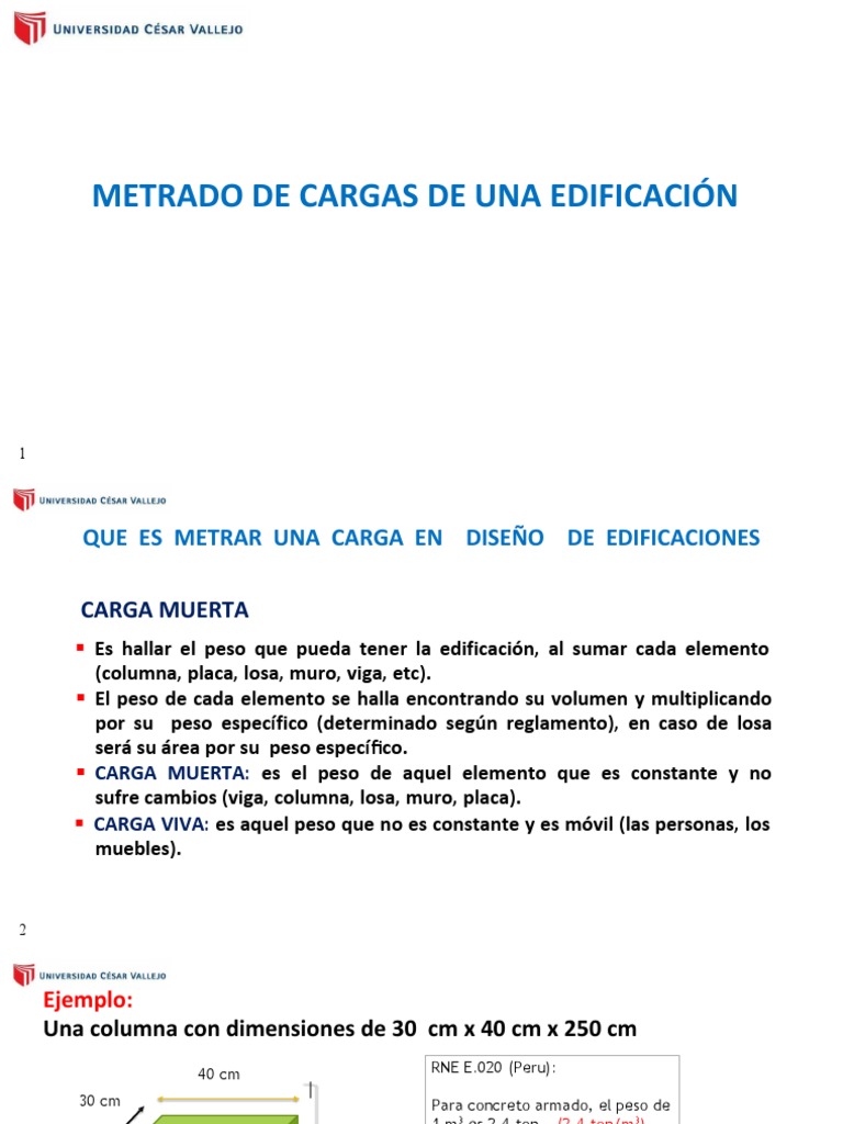 Sesion 12 - (Metrado de Cargas de Estructuras Aporticadas) | PDF | Materiales | Metrología