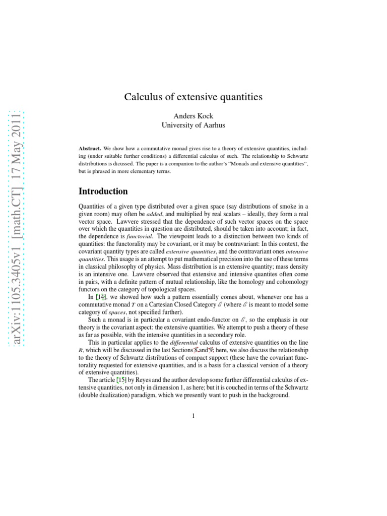 Calculus of Extensive Quantities | PDF | Distribution (Mathematics ...