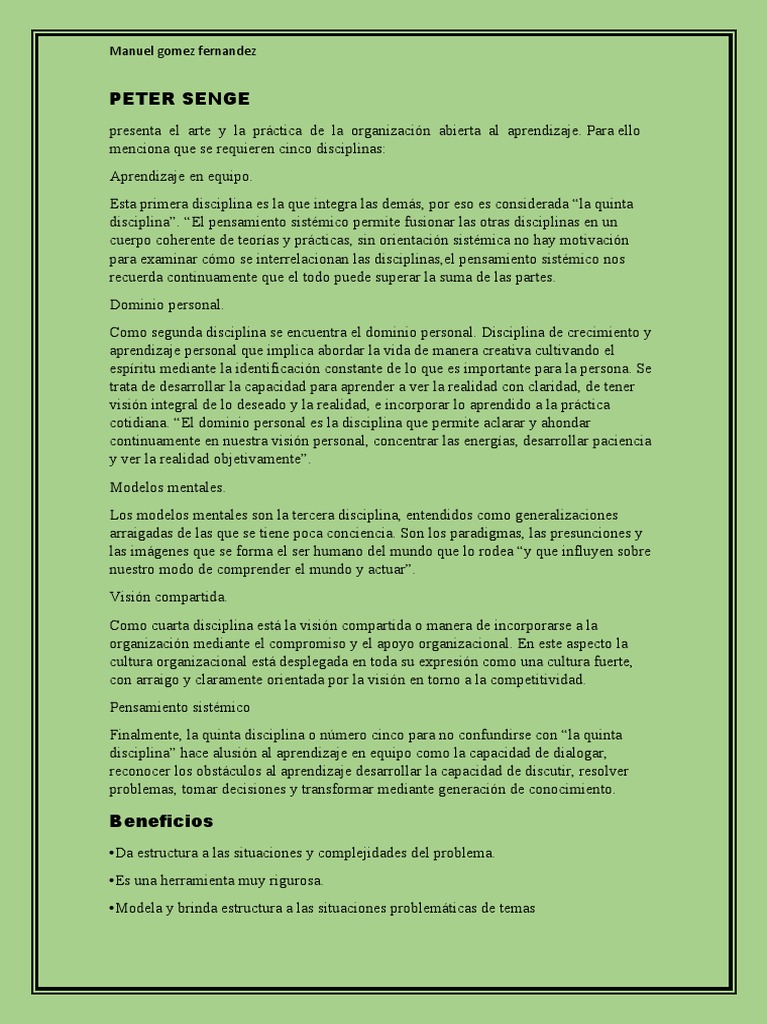 Peter Senge | PDF | Aprendizaje | Mente