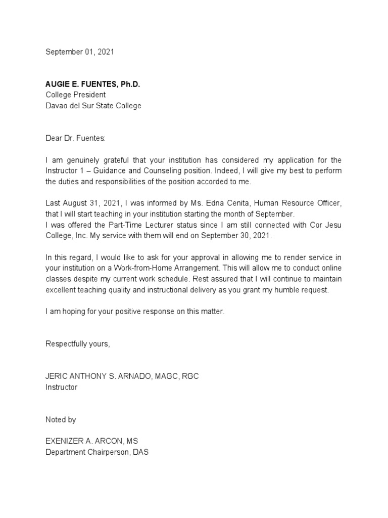 Letter For WFH | PDF