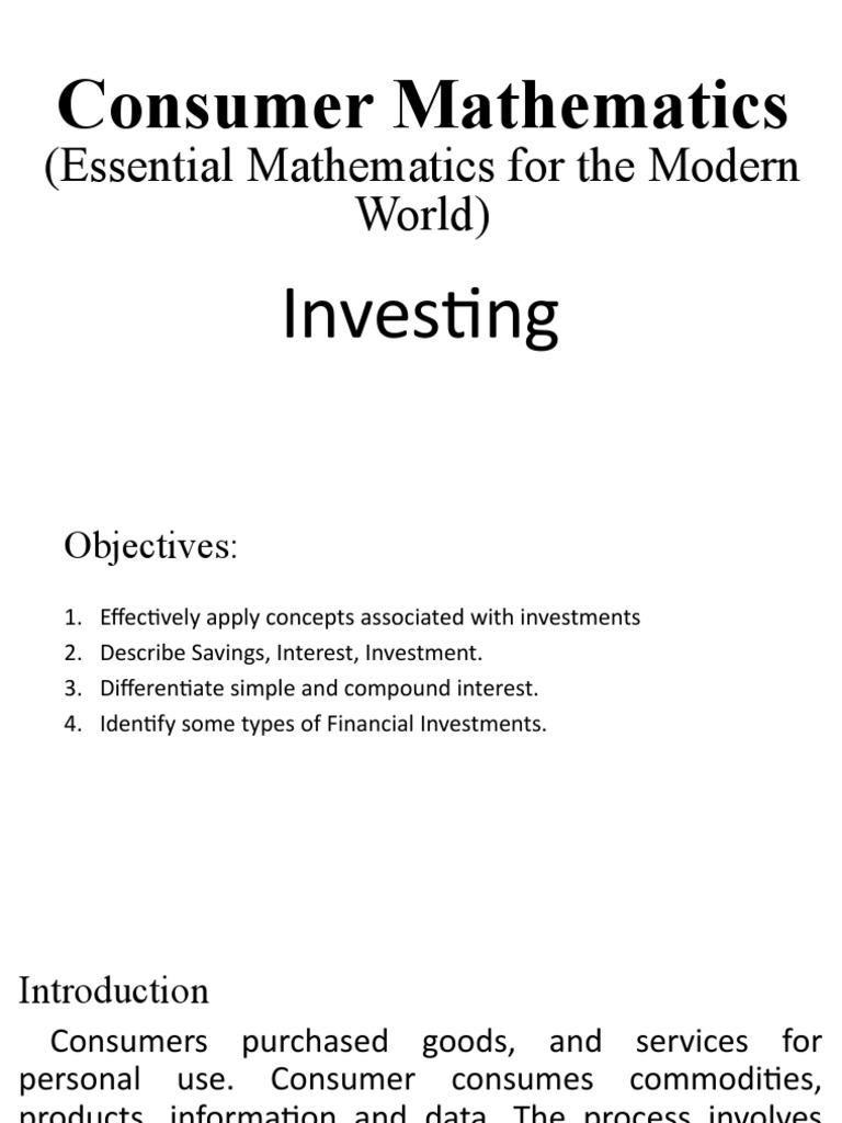 Consumer Mathematics | PDF | Interest | Interest Rates